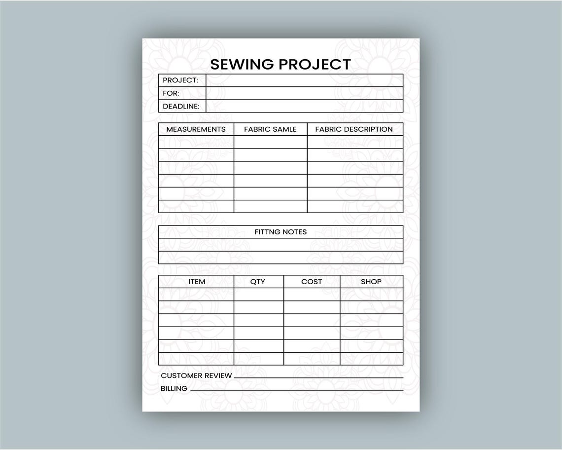 Sewing Project Log Book, Sewing Project Planner, Sewing Organizer ...