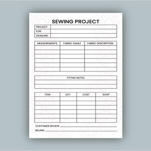 Sewing Project Log Book: Planner & Organizer (digital Download) - Etsy