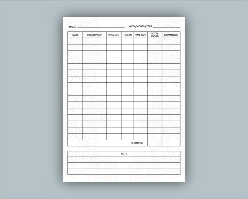 Time Sheet Log Book, Time Sheet Log Book for Work, Employee Timing ...
