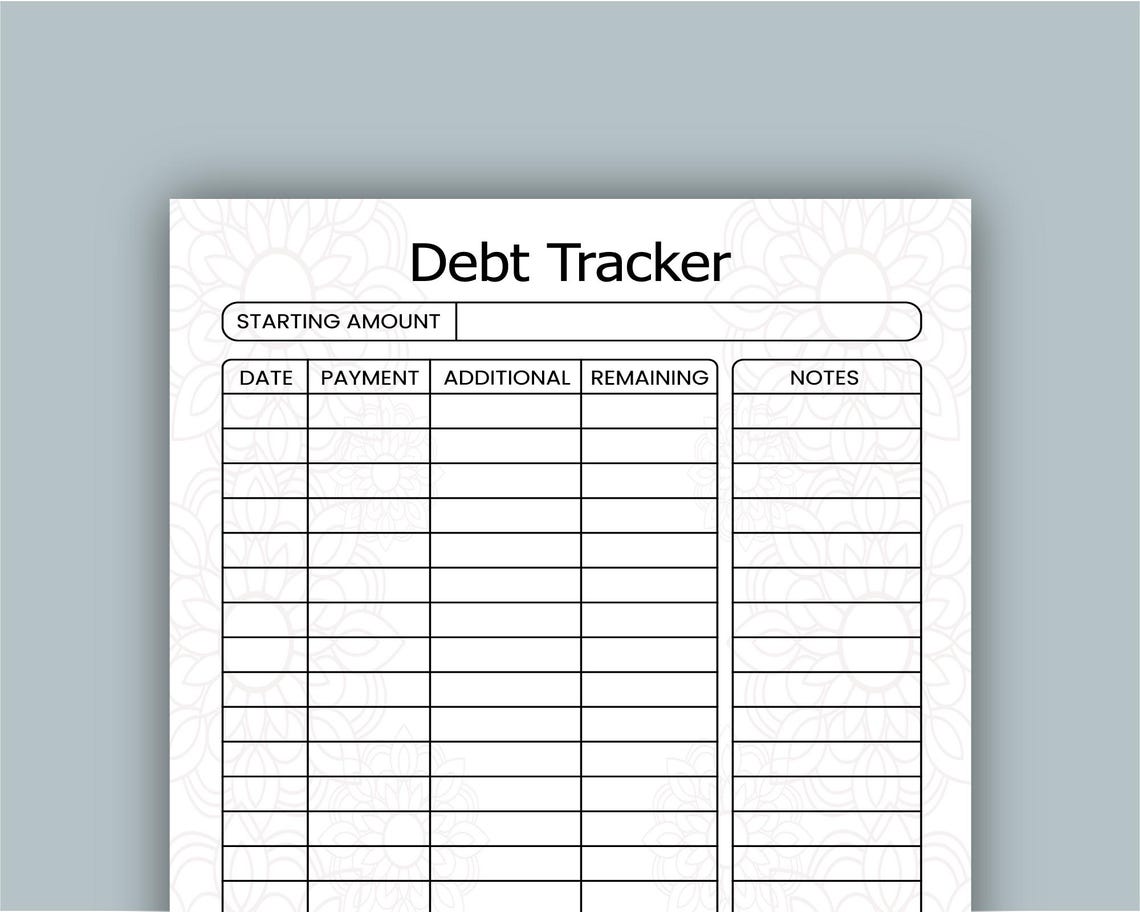 Debt Tracker Log Book: Payment, Bill & Credit Card Tracker (PDF) - Etsy