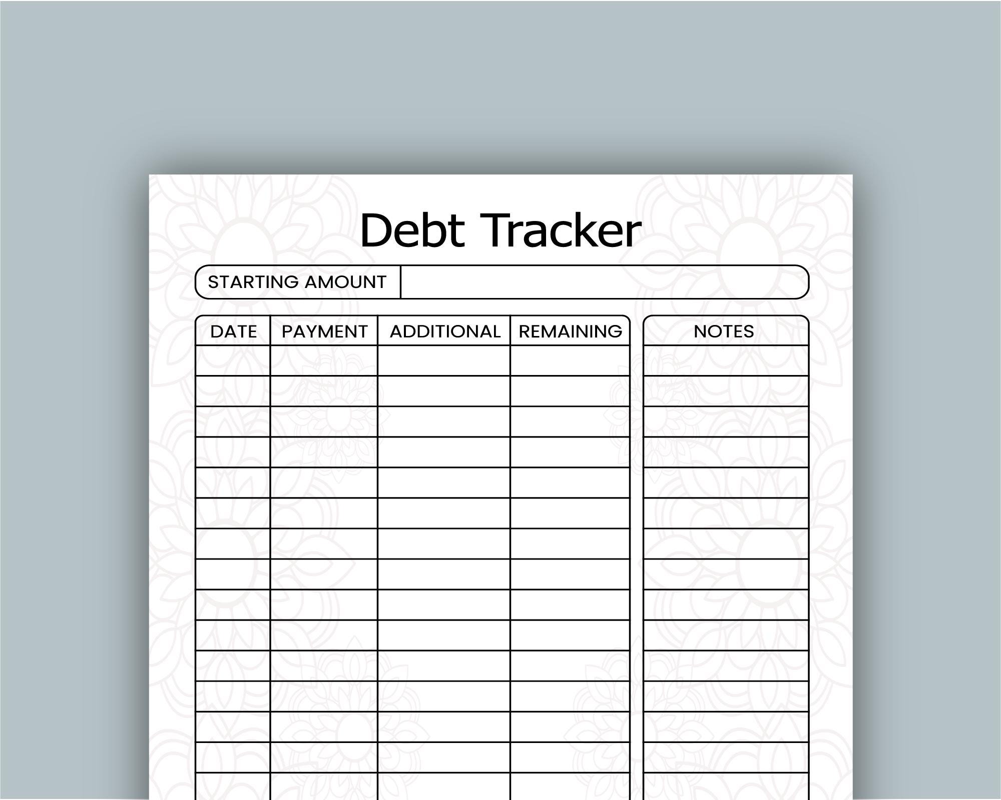 Debt Tracker Log Book: Payment, Bill & Credit Card Tracker (PDF) - Etsy