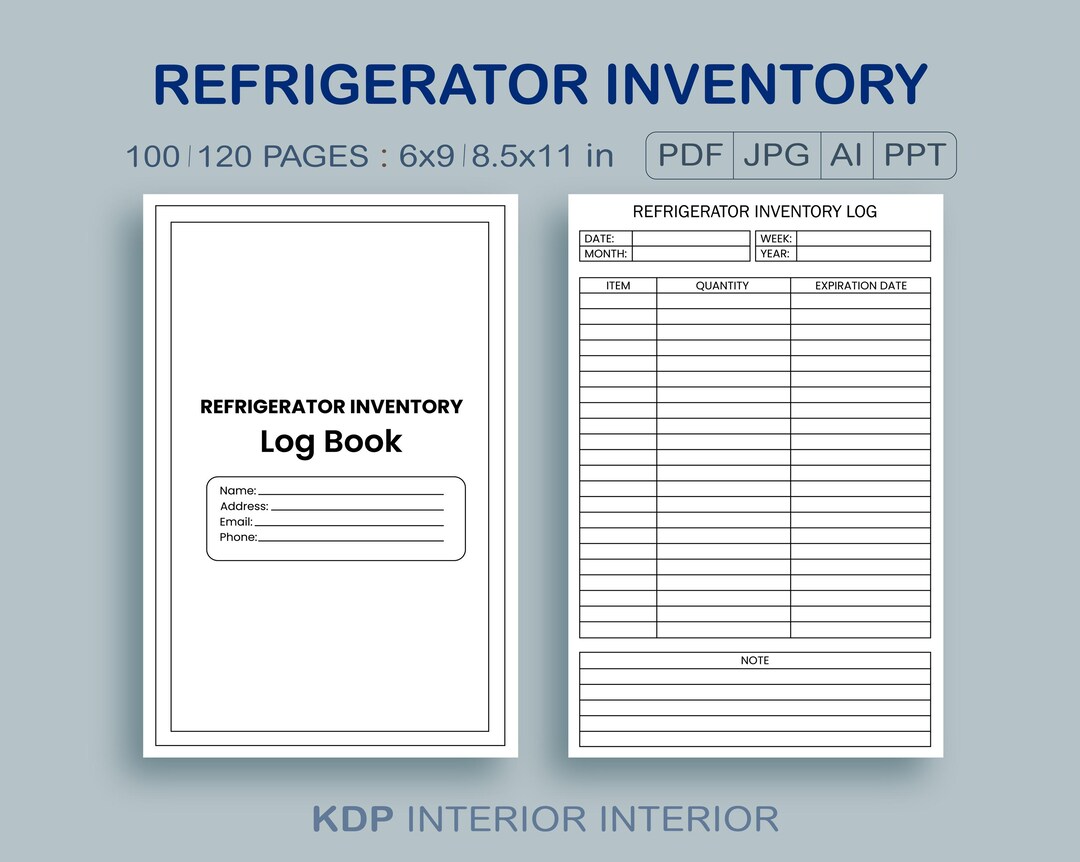 Refrigerator Inventory Log Book, Food Checklist Tracker, Fridge ...