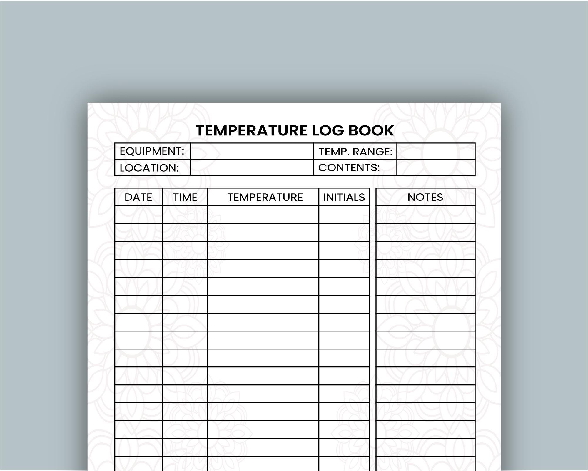 Temperature Log Book, Temperature Log Book Bullet Journal Tracker ...