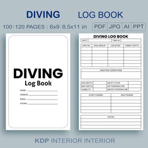 Diving Log Book, Dive Log Book Journal for Scuba Divers, Ocean Travel ...