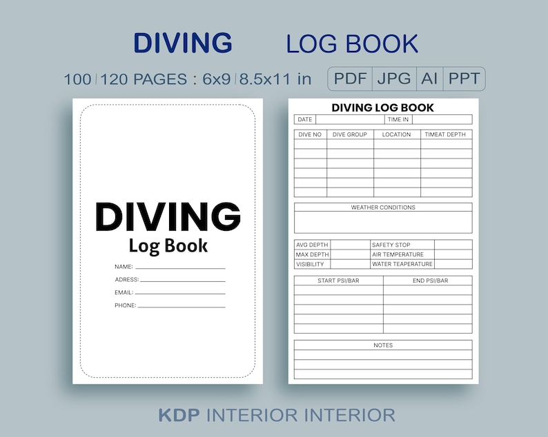 Diving Log Book, Dive Log Book Journal for Scuba Divers, Ocean Travel ...
