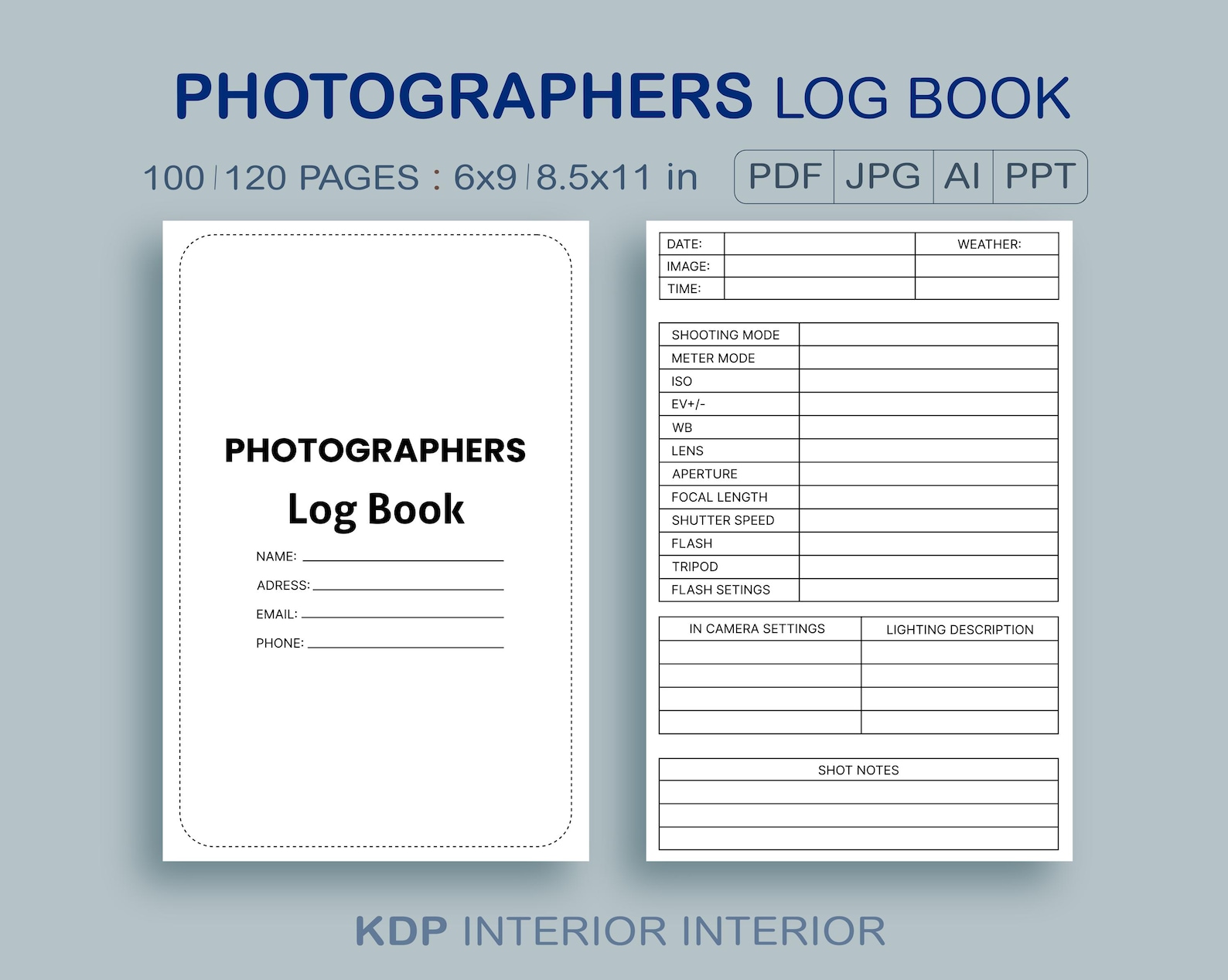 Photographers Log Book, Photography Log Book, Notebook for ...