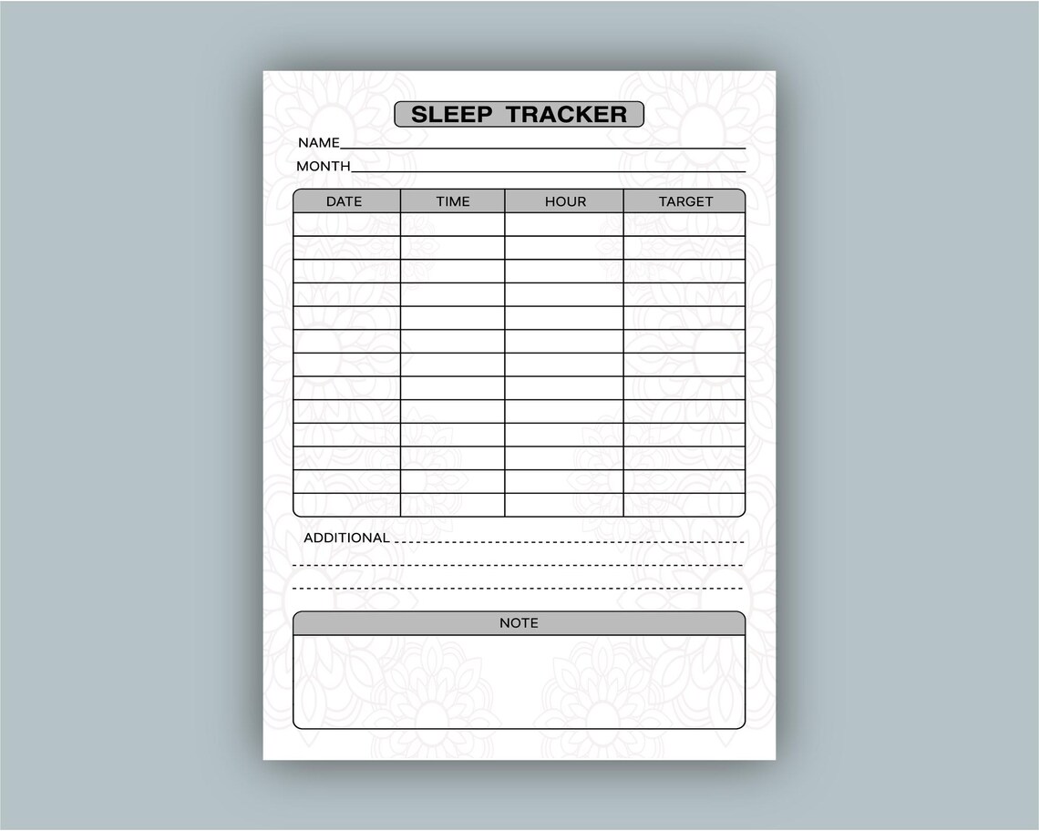 Sleep Tracker, Fillable Monthly Sleep Log, A4 A5 Half Letter Size ...