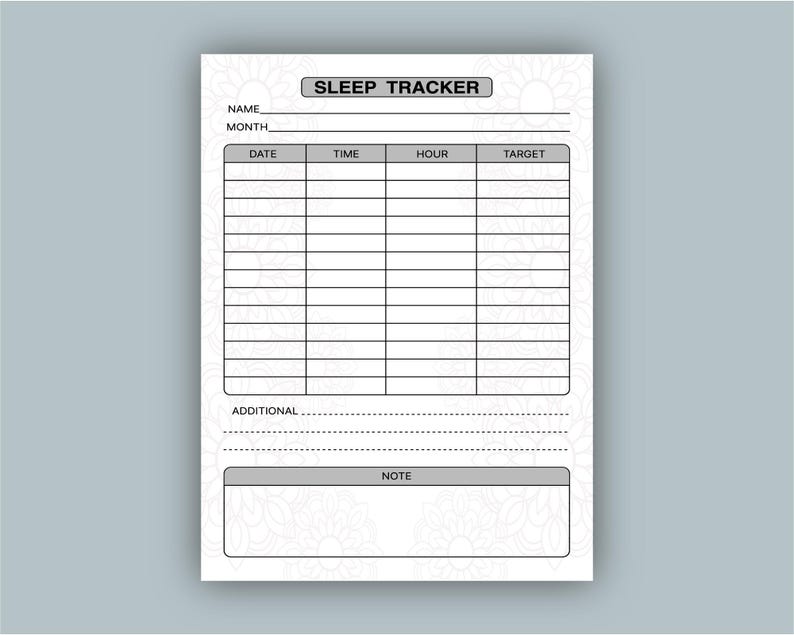 Sleep Tracker, Fillable Monthly Sleep Log, A4 A5 Half Letter Size ...