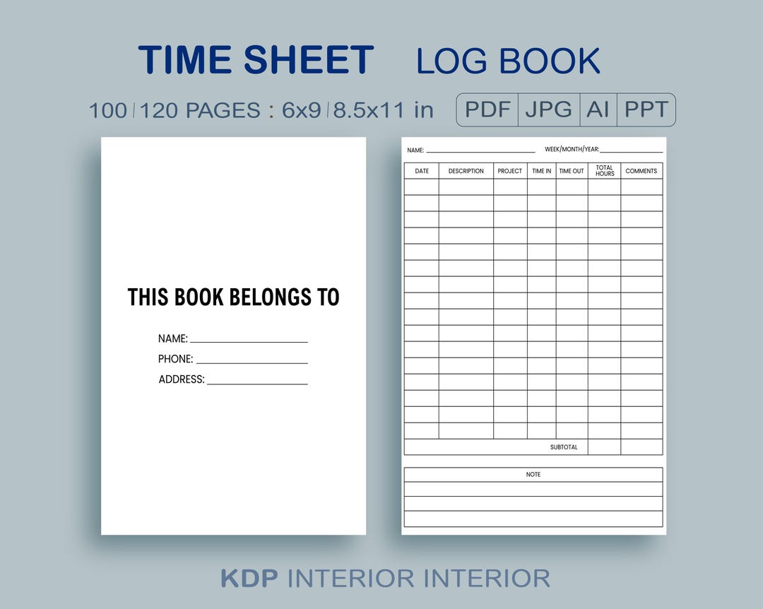 Time Sheet Log Book, Time Sheet Log Book for Work, Employee Timing ...
