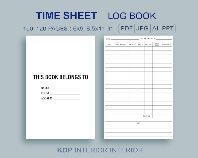 Time Sheet Log Book, Time Sheet Log Book for Work, Employee Timing Tracker, Timekeeping Sheet ...