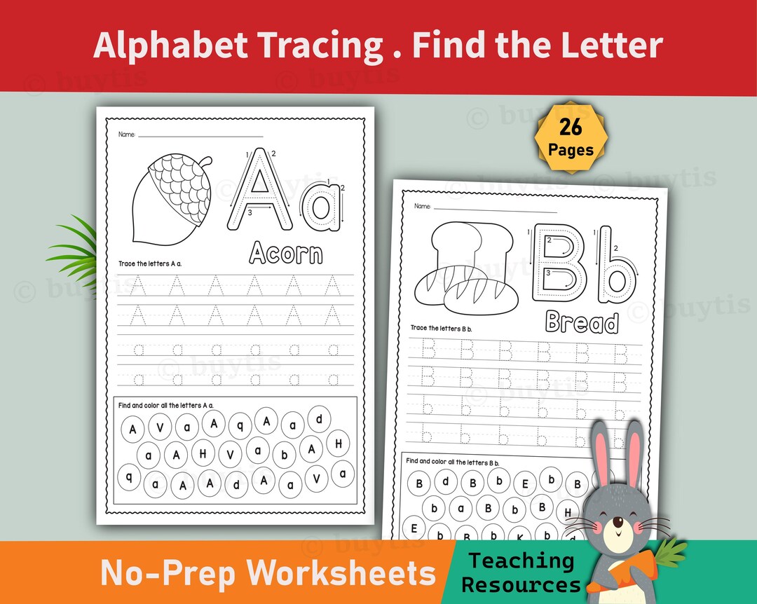 Alphabet Tracing Worksheets for Kids, Alphabet Tracing Printable ...