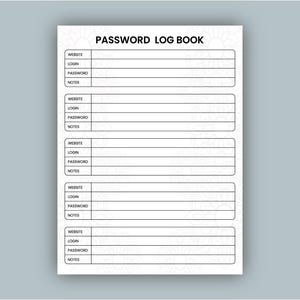 Password Log Book, Editable Template, KDP Interiors, Commercial Use ...