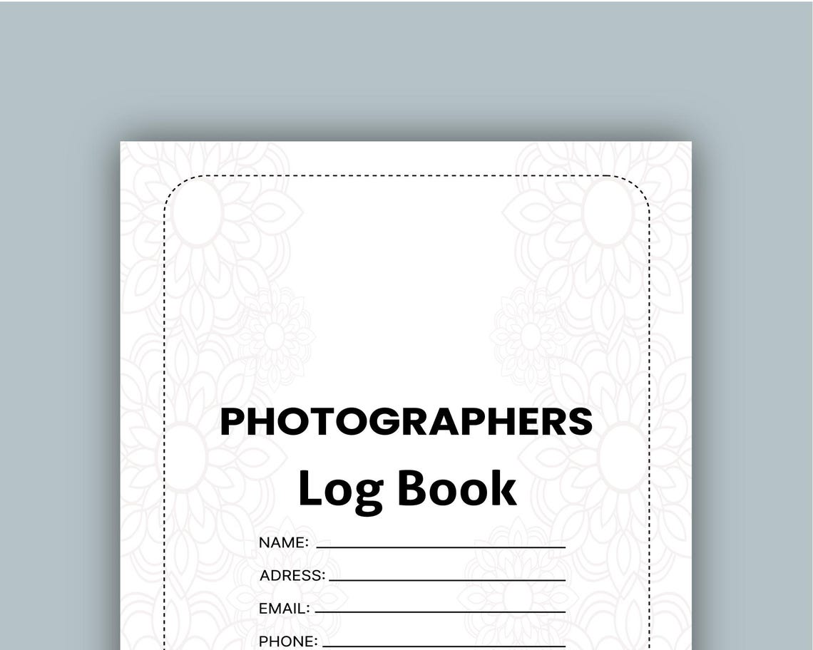 Photographers Log Book, Photography Log Book, Notebook for ...