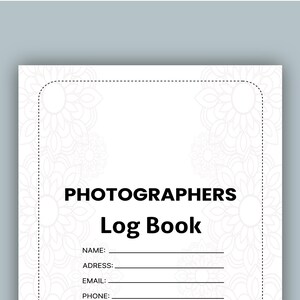 Photographers Log Book, Photography Log Book, Notebook for ...