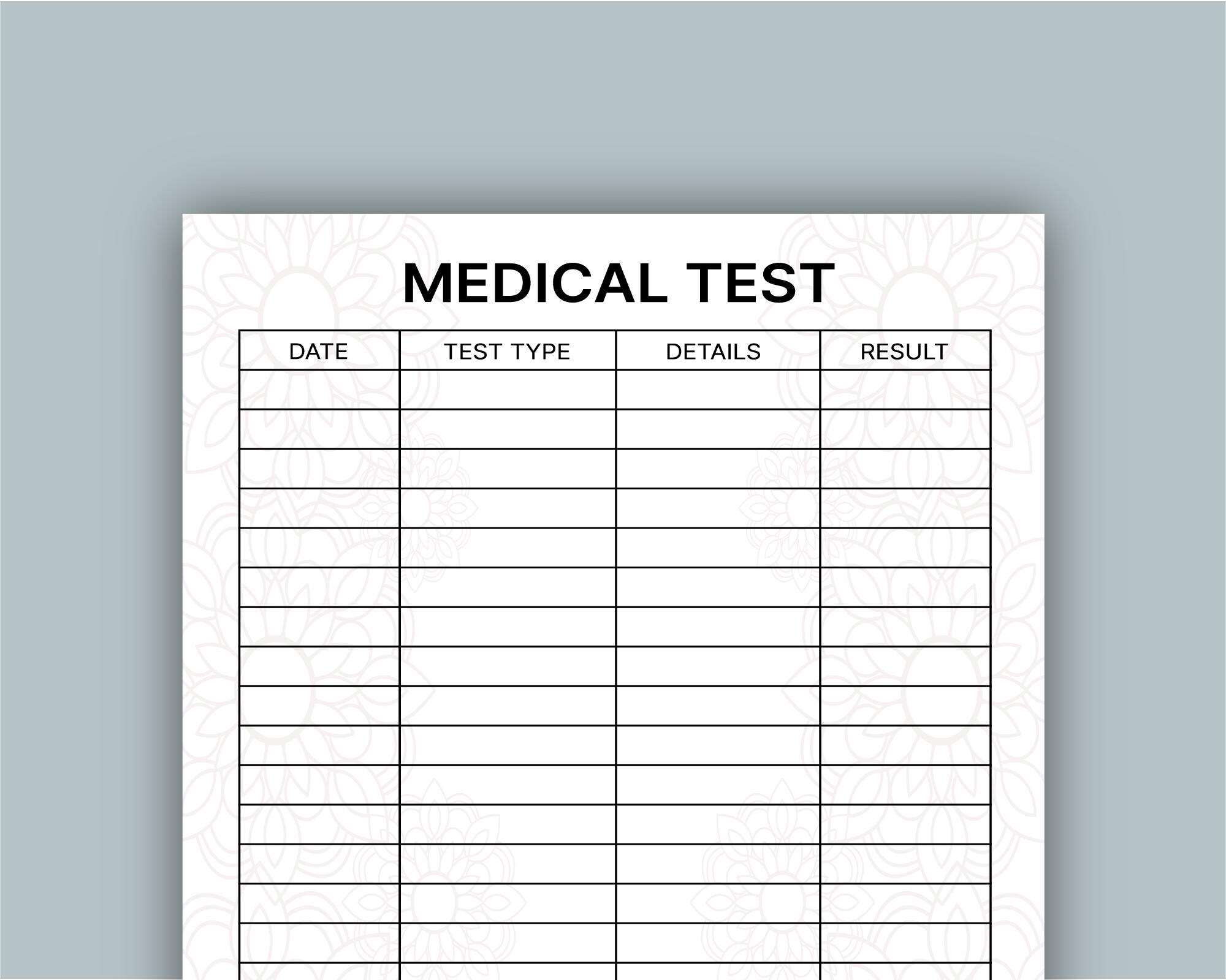 Medical Test Log Book: Health Data Tracker (PDF) - Etsy