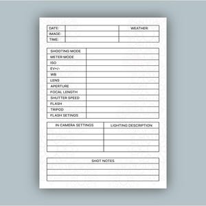 Photographers Log Book, Photography Log Book, Notebook for ...