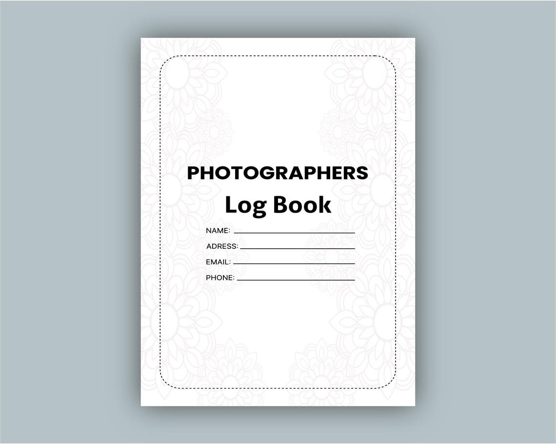 Photographers Log Book, Photography Log Book, Notebook for ...