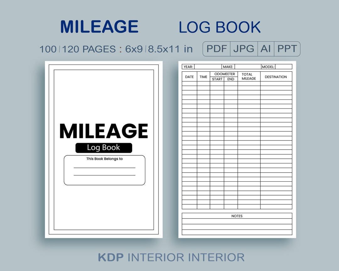 Mileage Log Book, Vehicle Mileage Tracker, Driving Miles Log, Gas ...