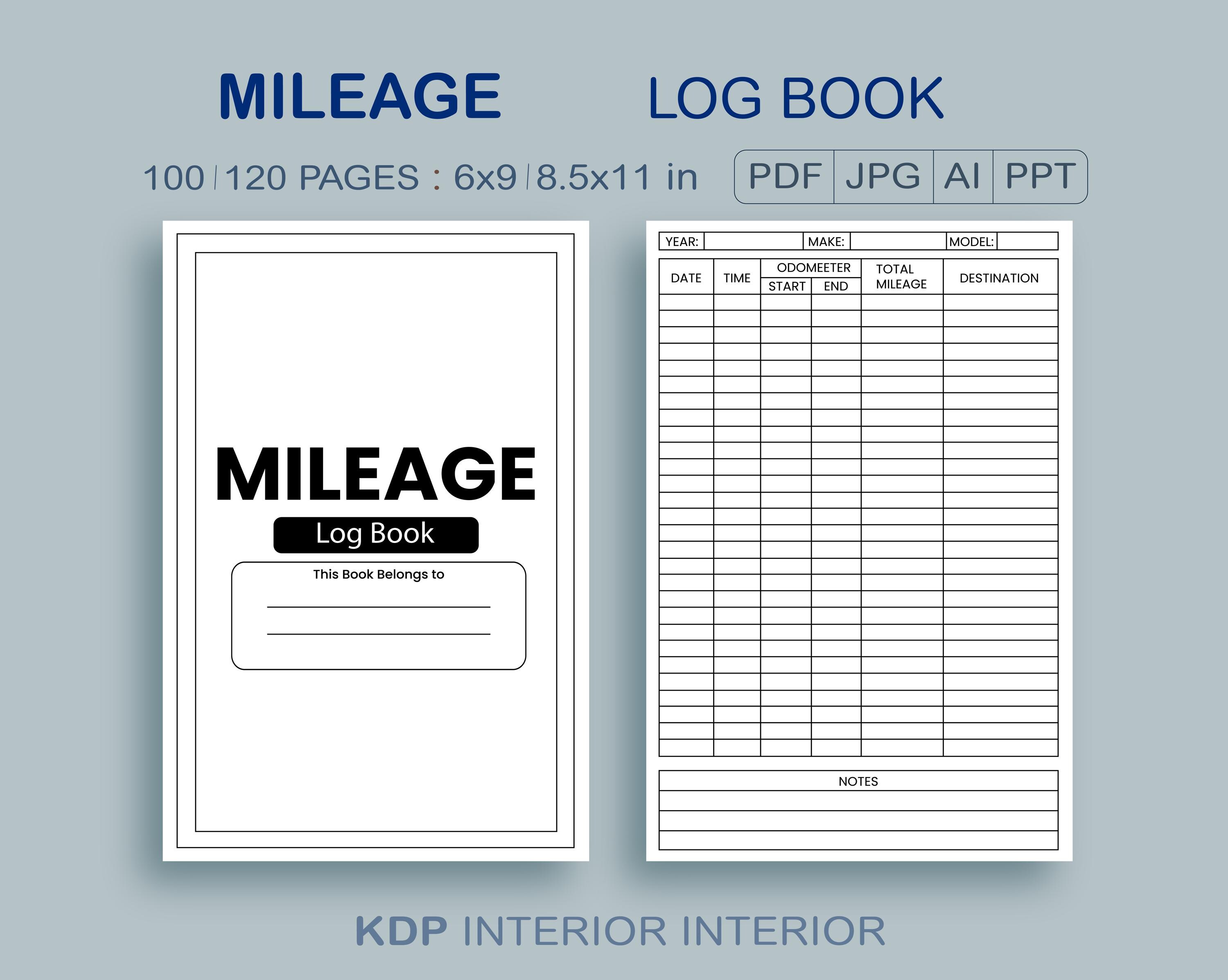 Mileage Log Book, Vehicle Mileage Tracker, Driving Miles Log, Gas ...