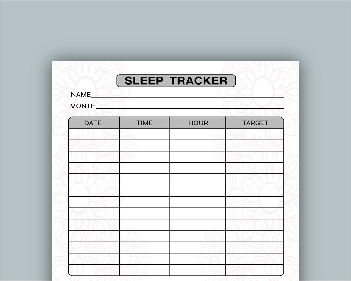 Sleep Tracker, Fillable Monthly Sleep Log, A4 A5 Half Letter Size ...