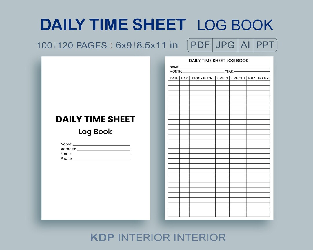 Daily Time Sheet Log Book, Time Tracker, Time Blocking, Time Management ...