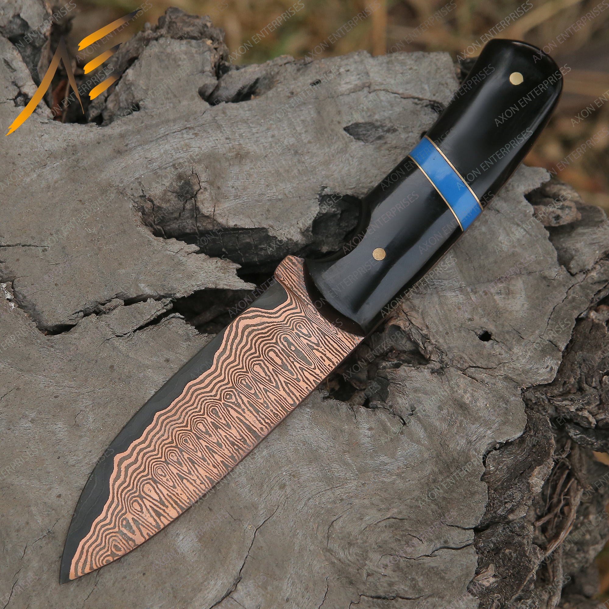 Beautiful Copper Damascus Handmade Knife 10 Inches Knife Gift for Him ...