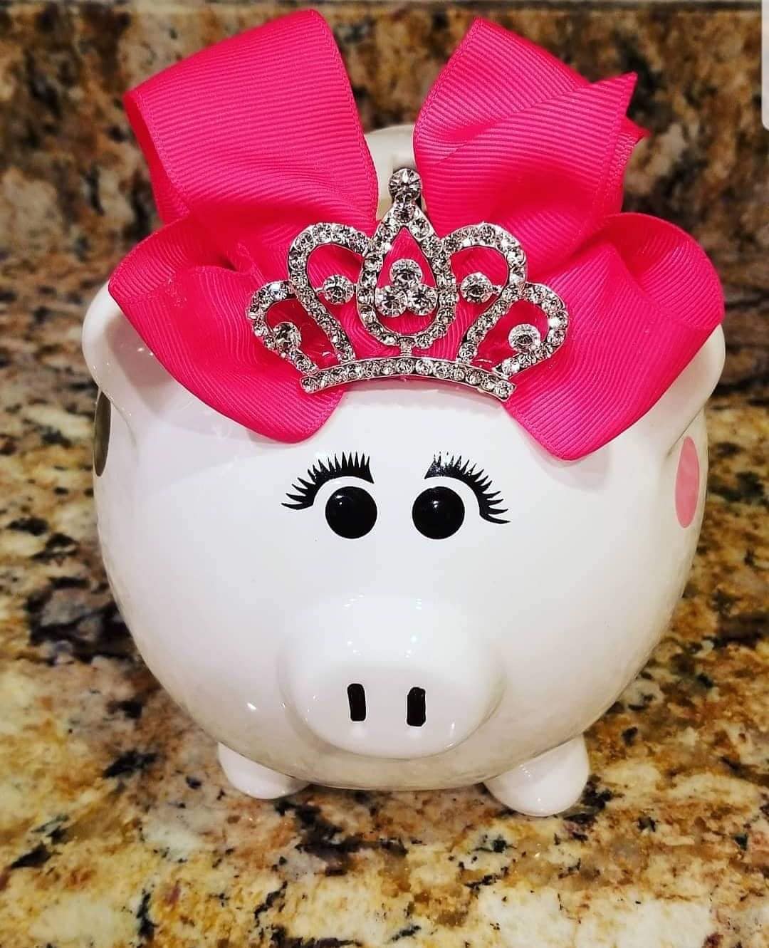 Personalized Piggy Bank,piggy Bank With Crown,piggy Bank With Bow,piggy ...