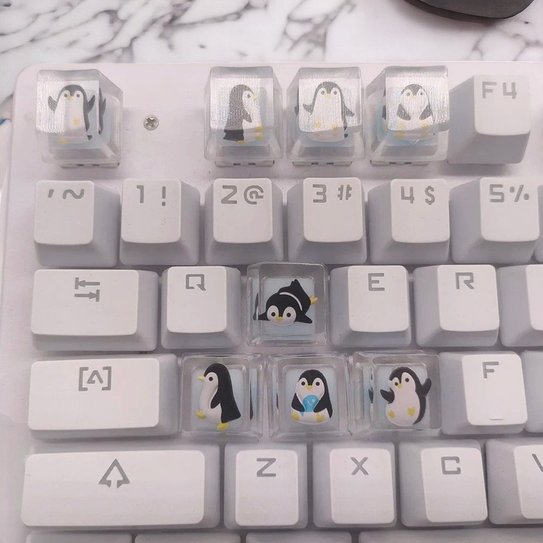 Handmade Epoxy Resin Keycaps for Mechanical Keyboard, Cute Pengiun ...