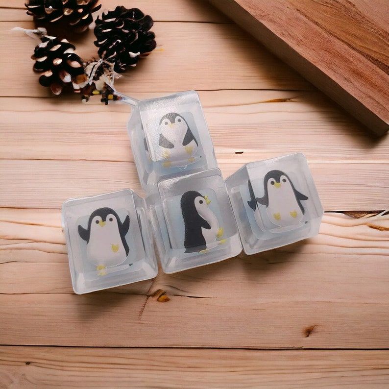 Handmade Epoxy Resin Keycaps for Mechanical Keyboard, Cute Pengiun ...