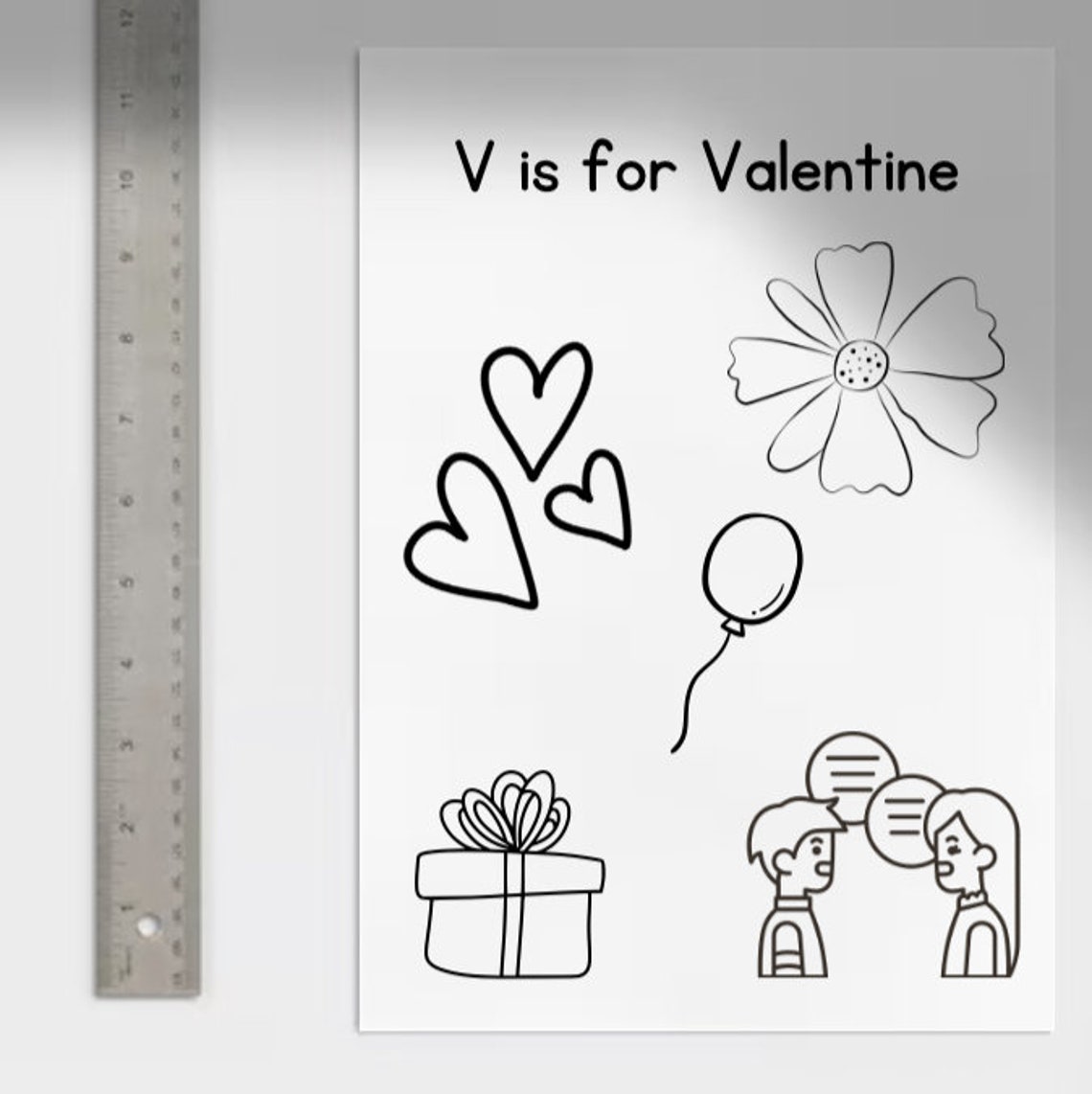 Valentines Day Colouring/coloring Page for Kindy, Kindegarten, Prep and ...
