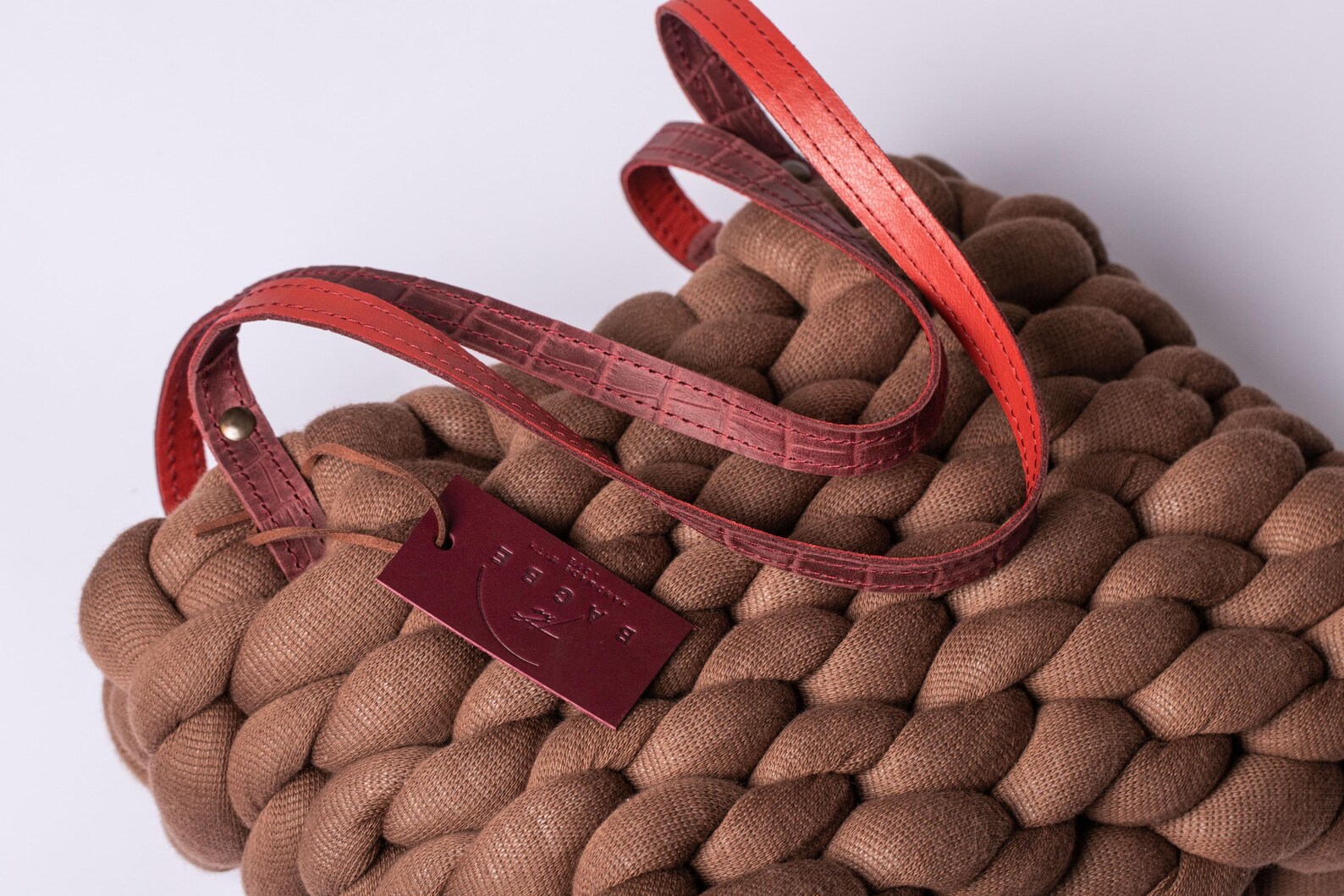 Chunky Knit Shoulder Bag: Brown Hand-knitted Cotton Purse - Etsy