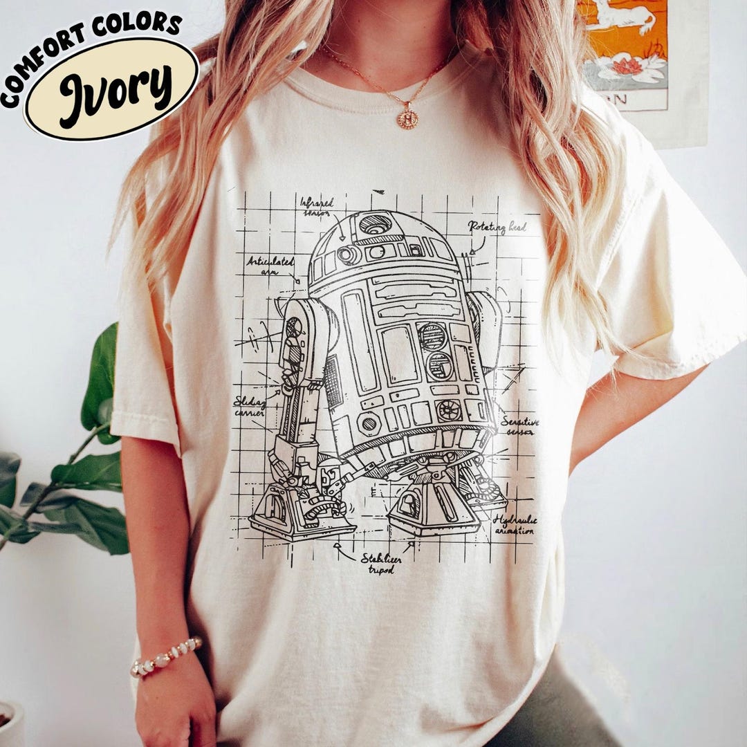 Vintage Star Wars R2-D2 Astromech Droid Schematic Comfort Colors Shirt ...