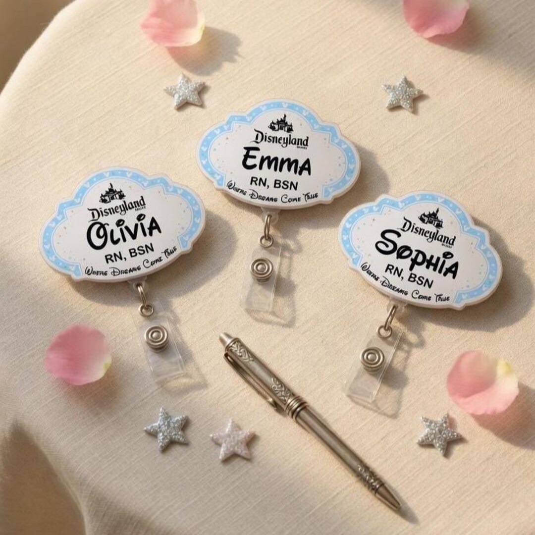 Personalized Disney Name Tag Badge Reel, Custom Nurse RN BSN ID Holder ...