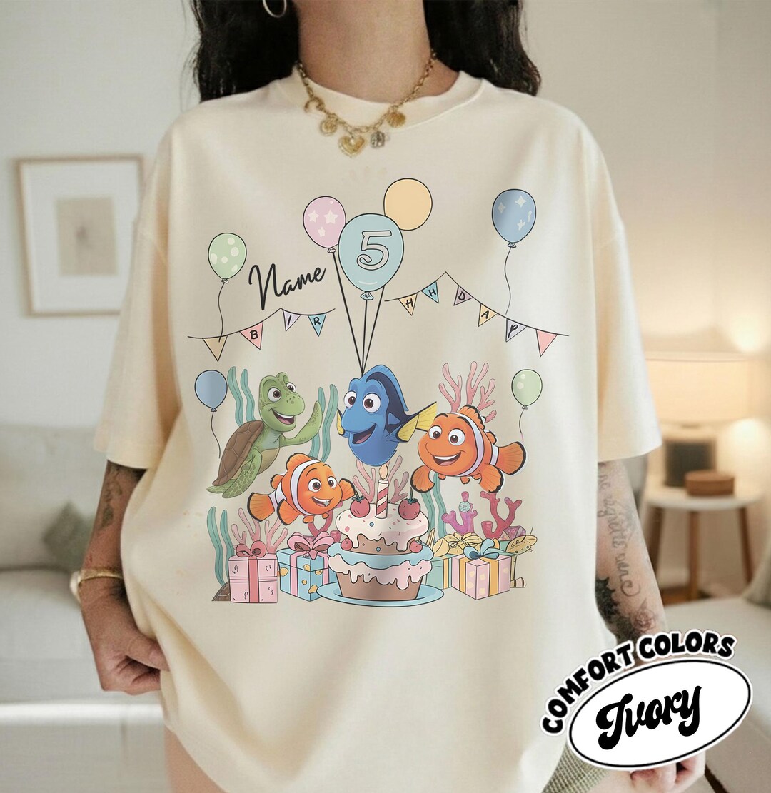 Disney Finding Nemo Comfort Colors Birthday Shirt, Personalized Disney ...