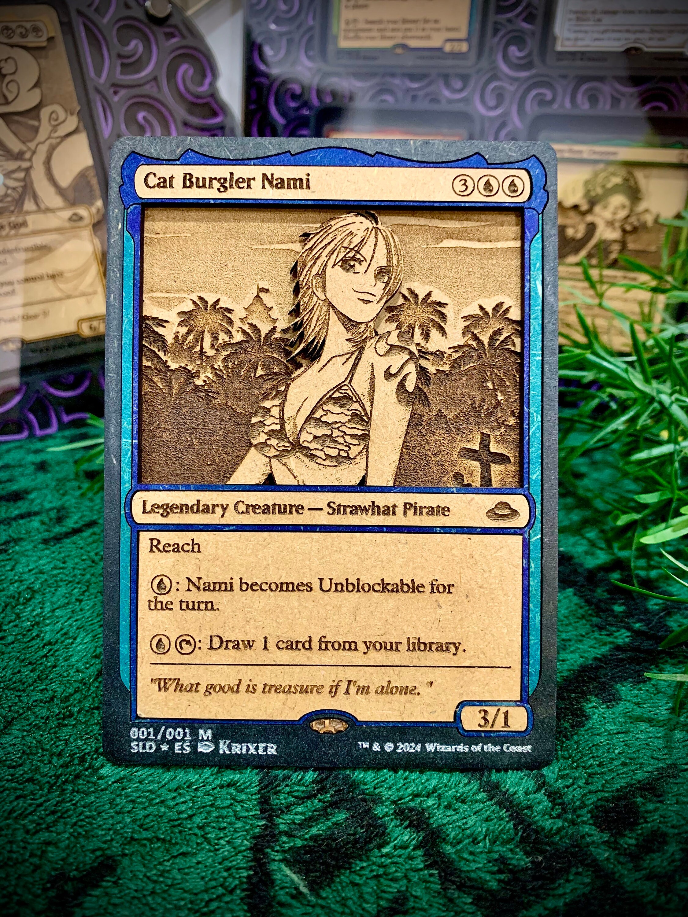 Magnetic Wooden Card MTG Cat Burgler Nami one Piece Base - Etsy