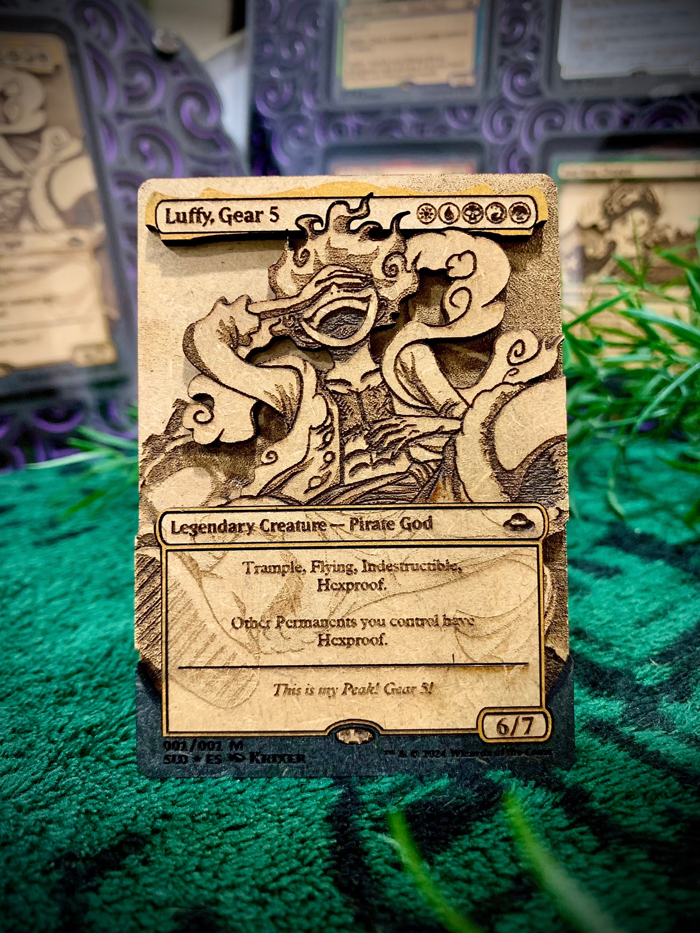 Full Art Magnetic Wooden Card MTG Luffy Gear 5 Base - Etsy
