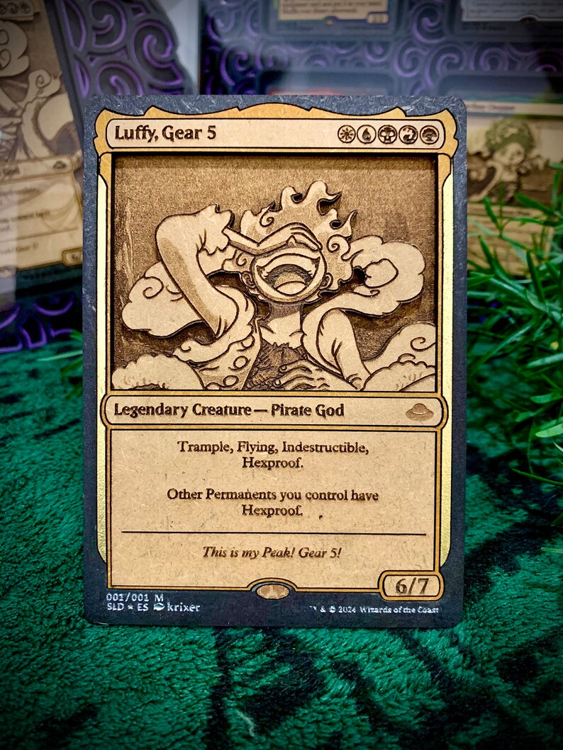 Magnetic Wooden Card MTG Luffy Gear 5 one Piece Base - Etsy