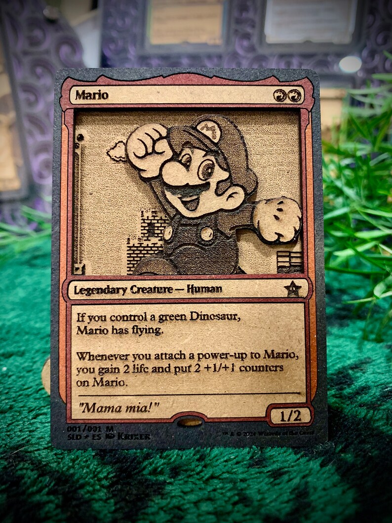 Carta de madera imantada MTG Mario MARIO BROS peana - Etsy México
