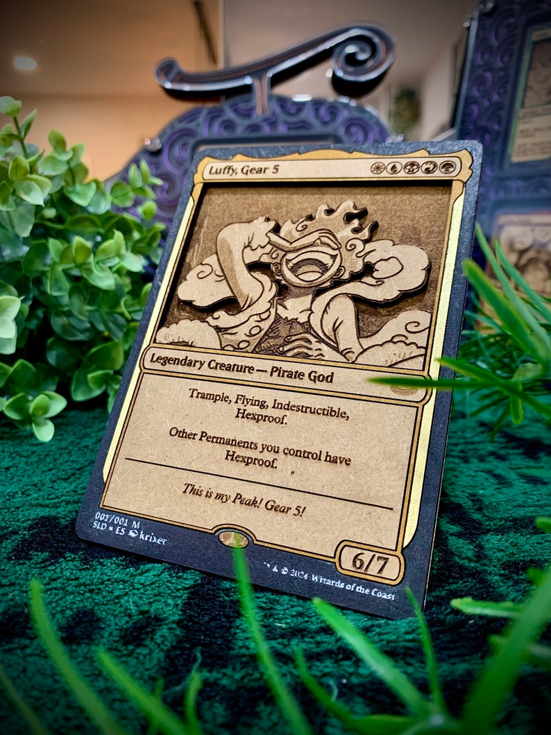 Magnetic Wooden Card MTG Luffy Gear 5 one Piece Base - Etsy