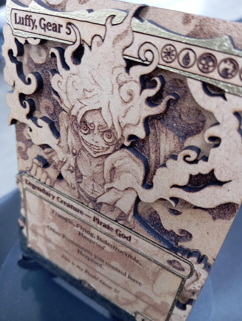 Full art Carta de madera MTG Luffy Gear 5 Ilustración Alba - Etsy México