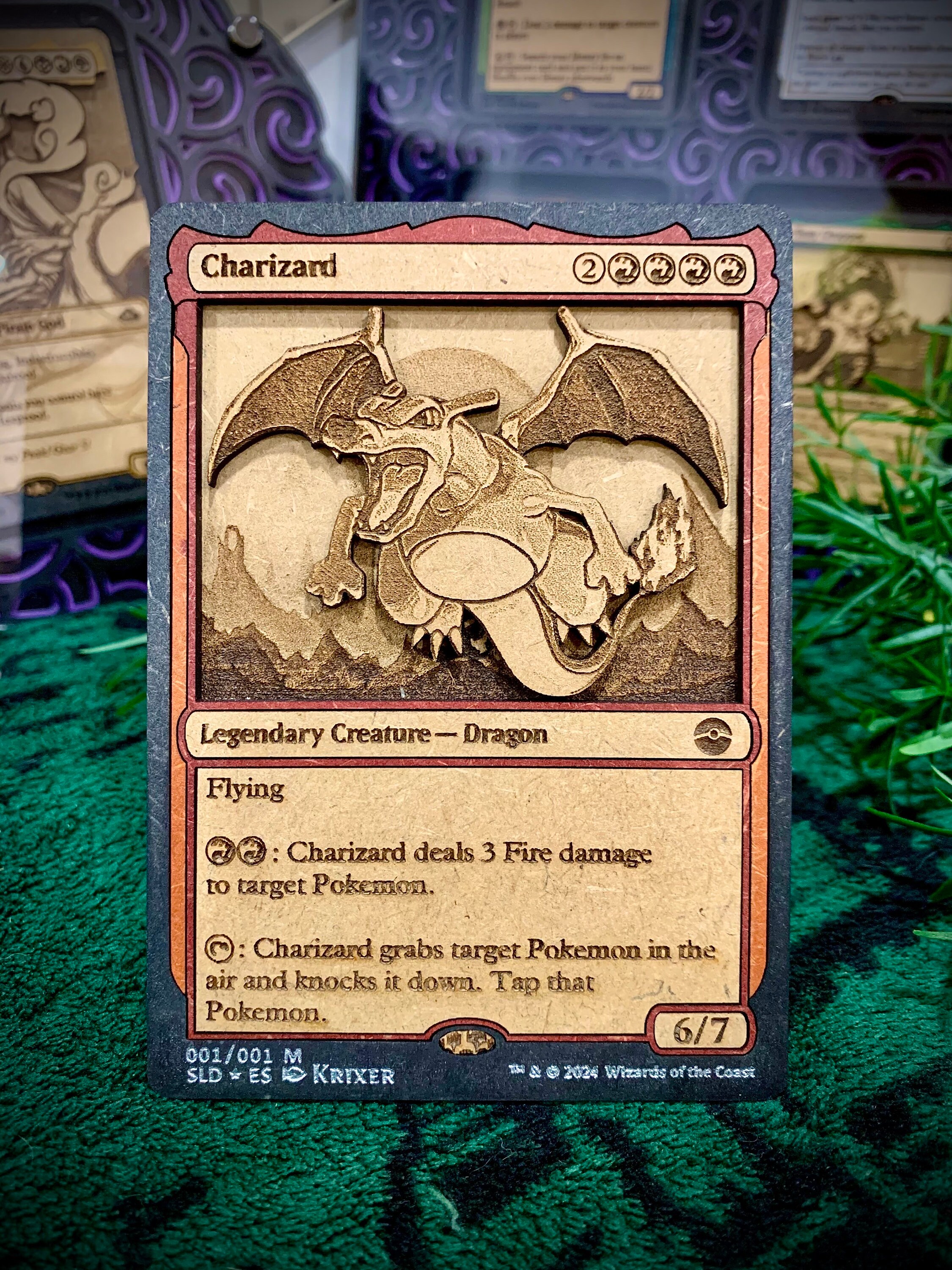 Magnetic Wooden Card MTG Charizard POKEMON Base - Etsy
