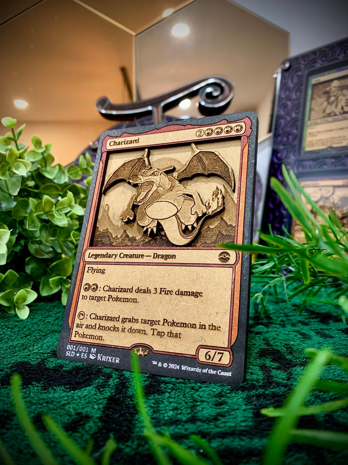 Carta de madera MTG Charizard POKEMON peana - Etsy México