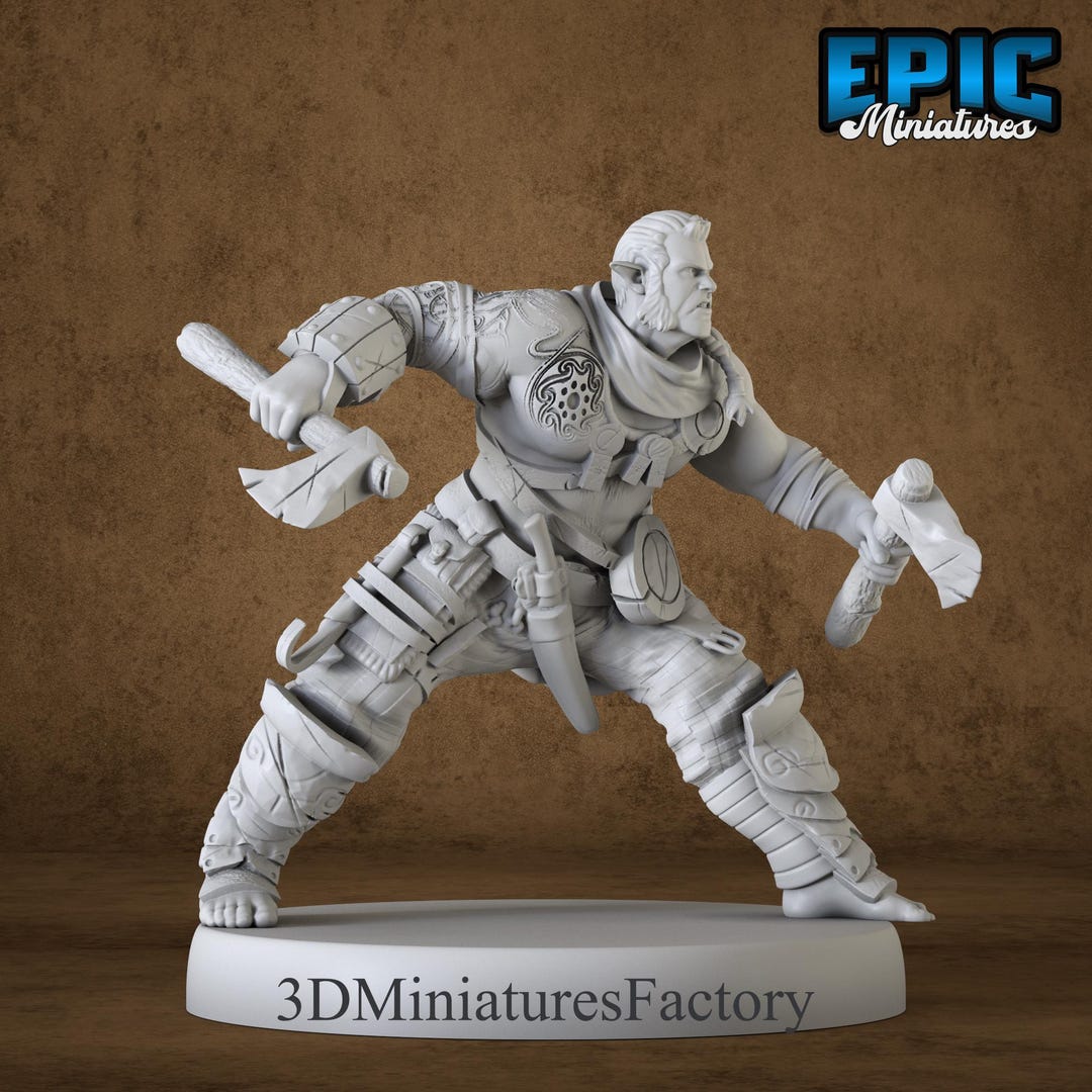 Miniature | Half Orc Adventurer Axes - Dnd Miniature for Tabletop Games ...