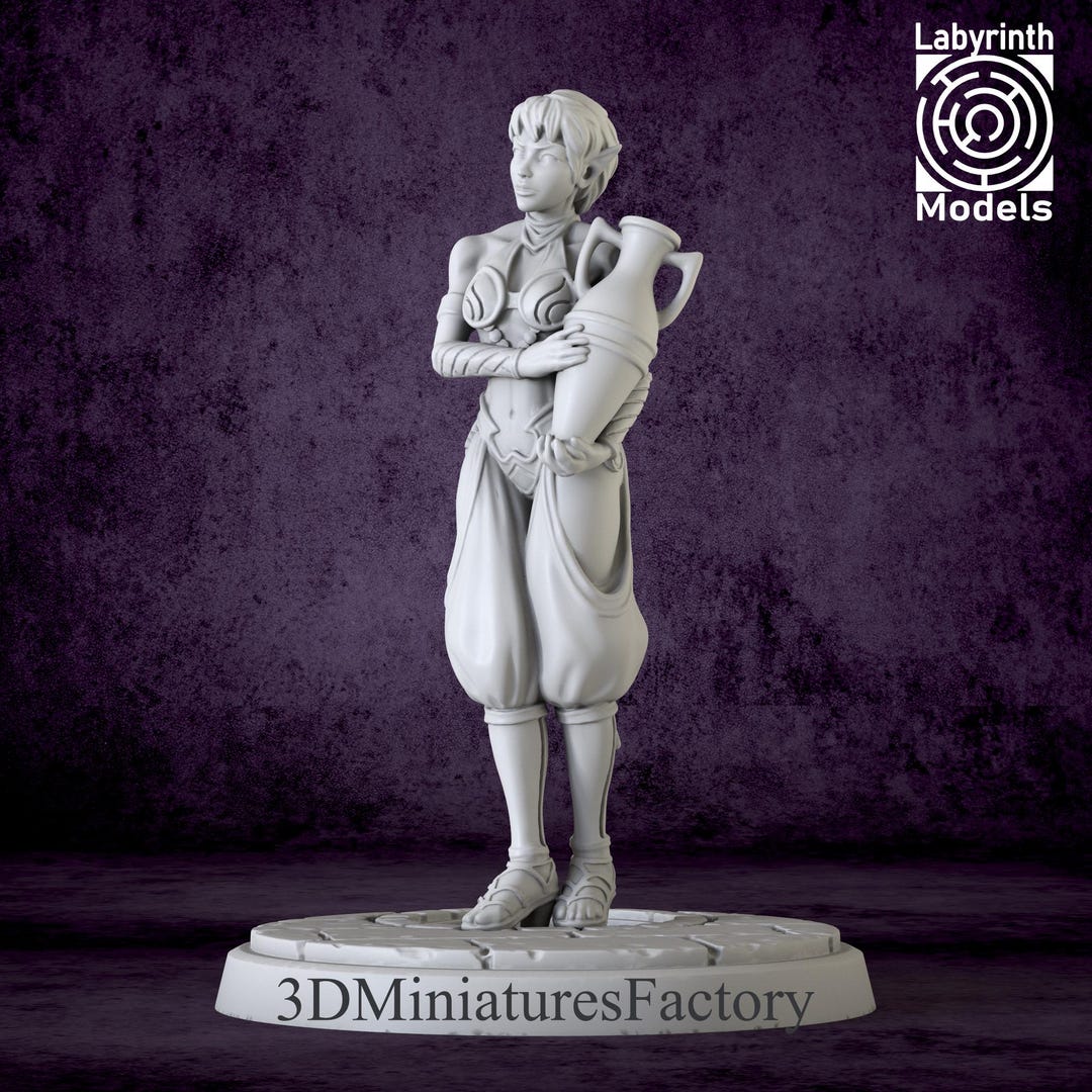 Dark Elf Servant Dnd Miniature | Elf With Jug | 3D Printed Tabletop ...