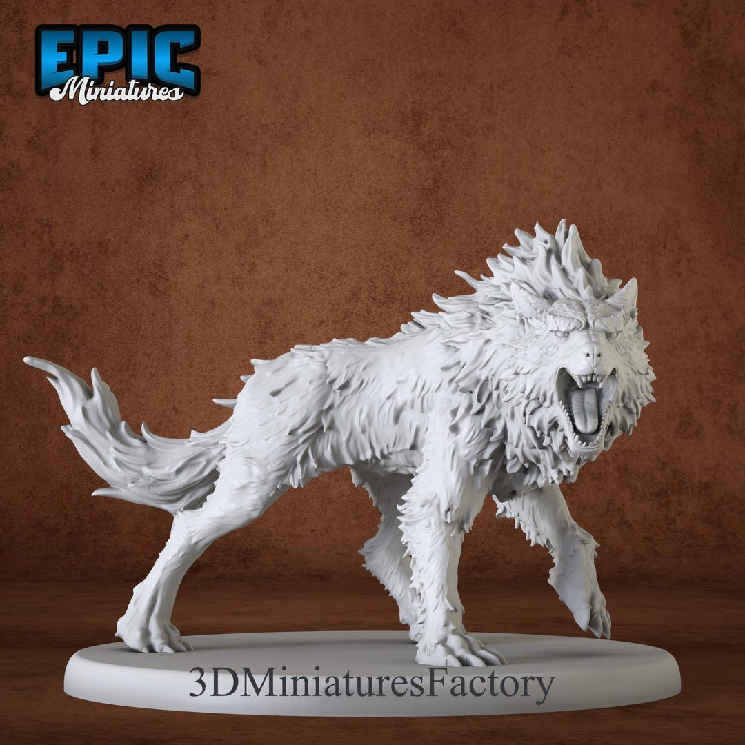 Miniature | Fenrir Wolf Roaring - Dnd Miniature for Tabletop Games ...