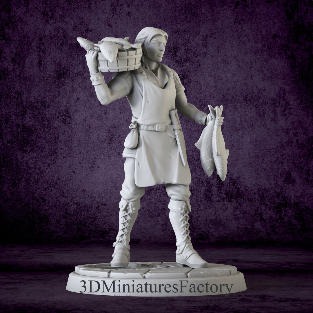 Dnd Miniature Fishmonger From 28mm to 72mm Dnd Miniature for Tabletop ...