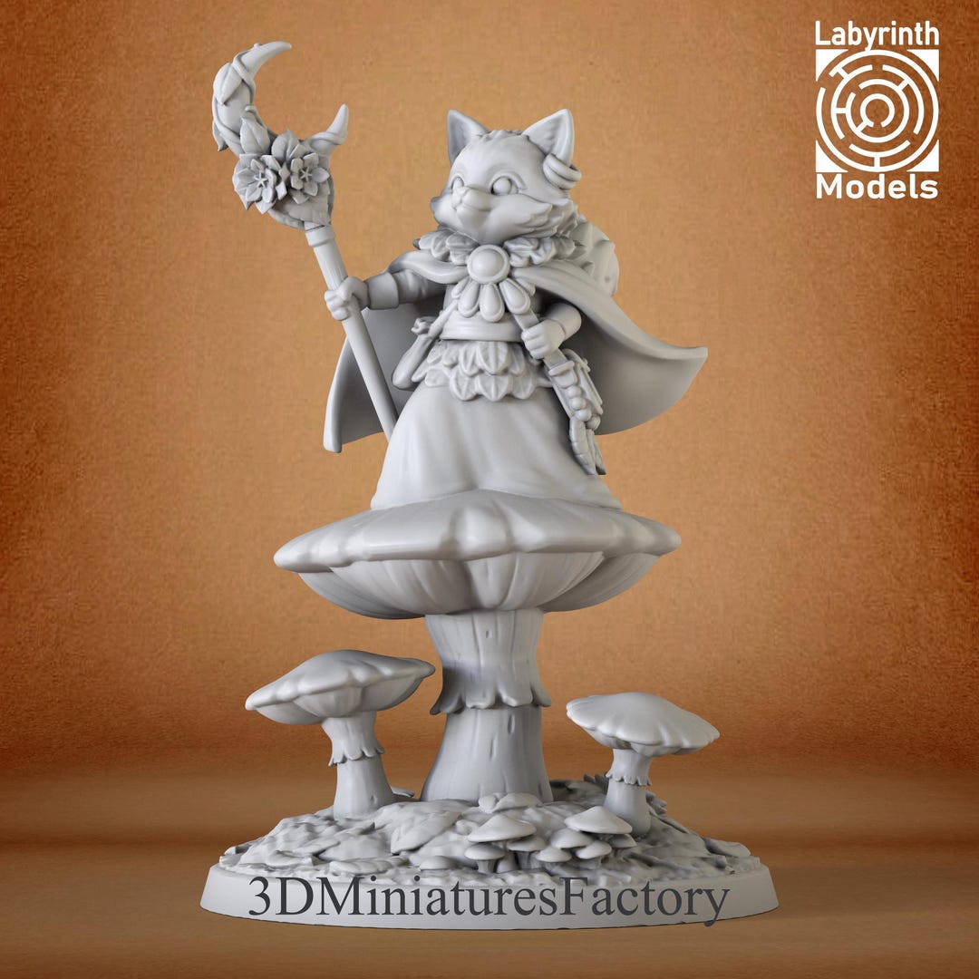 Forest Vulpine Mage Miniature: 3D Printed Dnd Tabletop Figure - Etsy