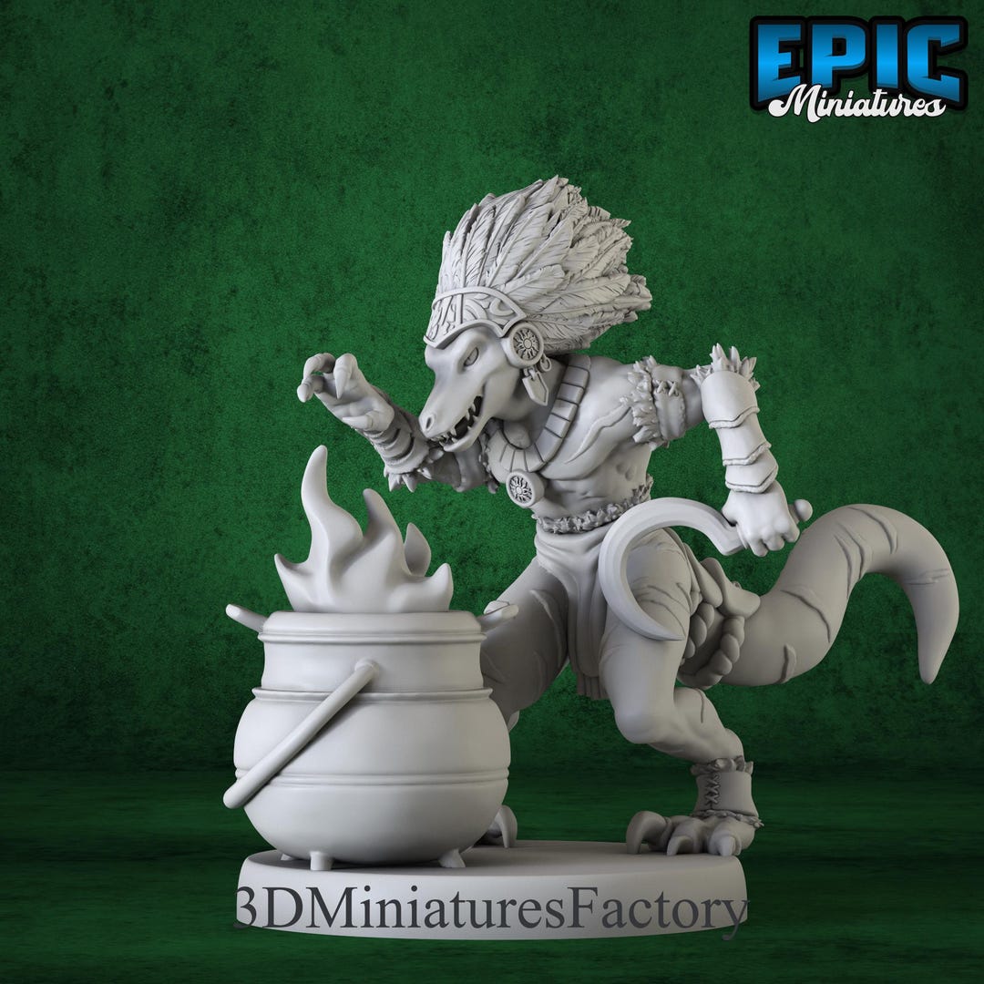 Tribe Kobold Shaman Cauldron Miniature - 3D Printed Resin Figure for ...