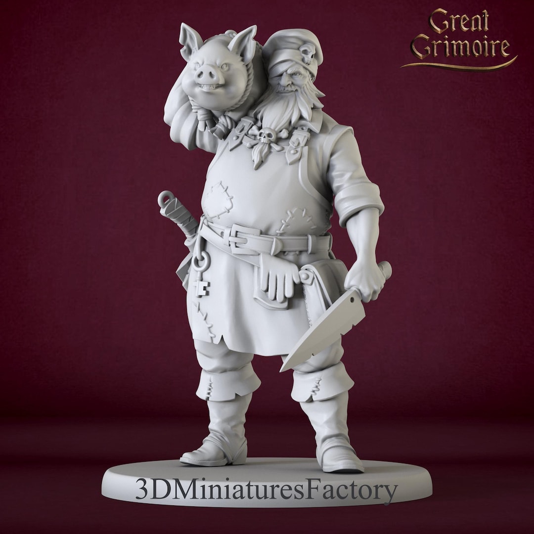 Samuel O_fish Dnd Miniature | Villager Butcher With Piglet and Knife ...