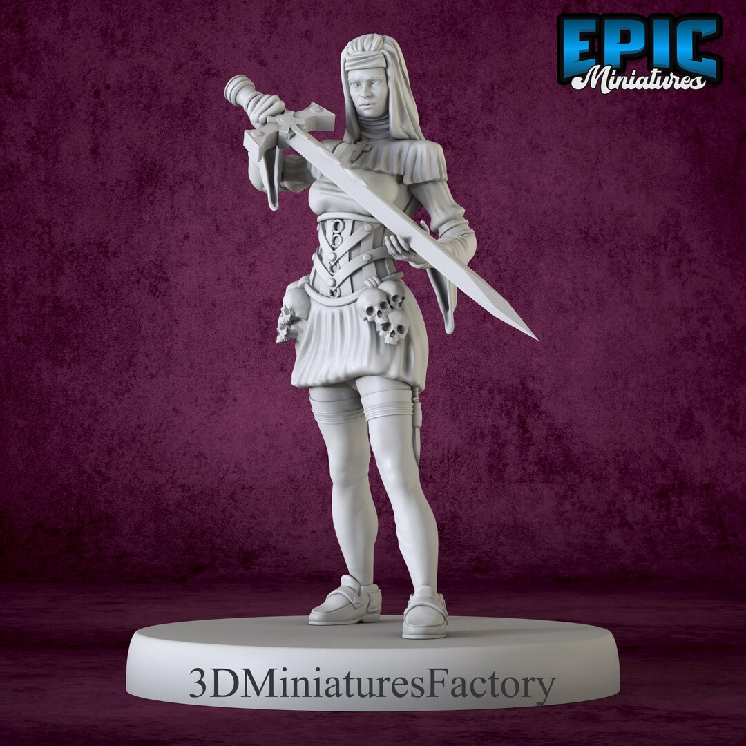 Miniature Dark Nun Miniature - Dnd Miniature for Tabletop Games - Etsy
